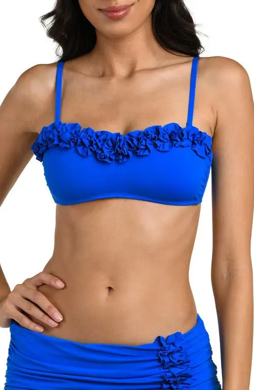 La Blanca Island Ruffle Bandeau Bikini Top - Lapis