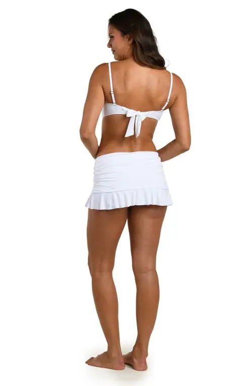La Blanca Island Ruffle Bandeau Bikini Top - White
