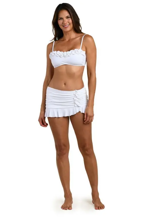 La Blanca Island Ruffle Bandeau Bikini Top - White