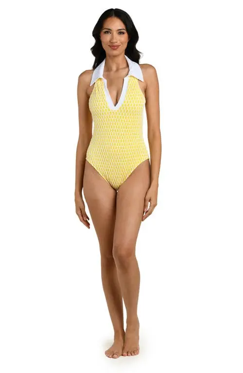 La Blanca Prep V-neck One-piece Swimsuit