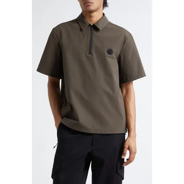 Moncler Logo Patch Quarter Zip Polo - Peat