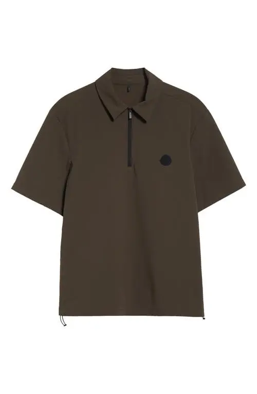 Moncler Logo Patch Quarter Zip Polo - Peat