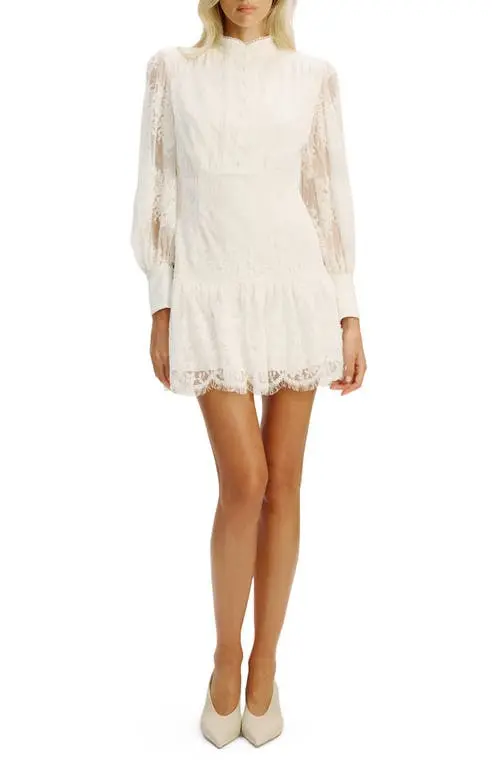 Bardot Olessia Long Sleeve Lace Mini Dress - Ivory