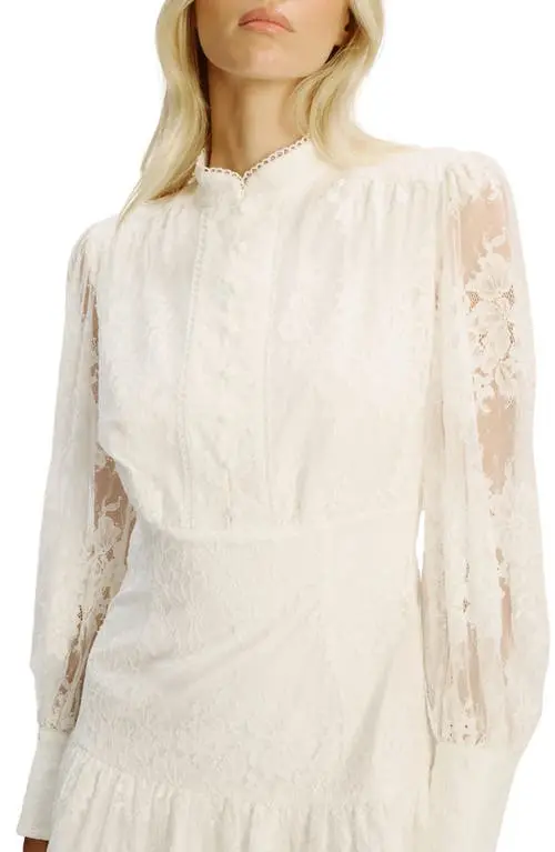 Bardot Olessia Long Sleeve Lace Mini Dress - Ivory