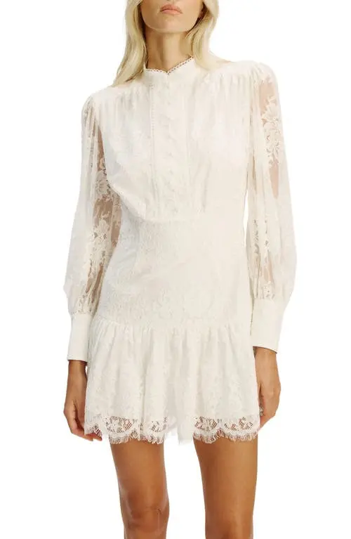Bardot Olessia Long Sleeve Lace Mini Dress - Ivory