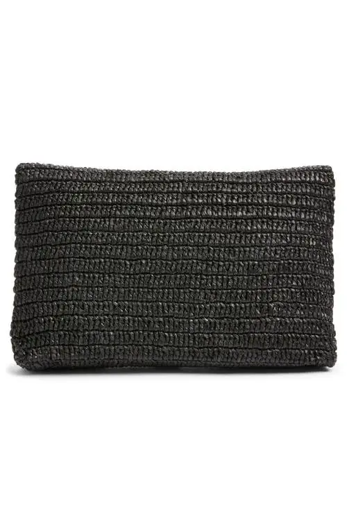 Saint Laurent Large Cassandre Raffia Envelope Clutch - Noir