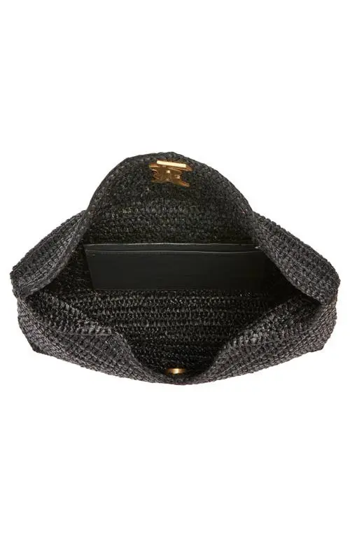 Saint Laurent Large Cassandre Raffia Envelope Clutch - Noir