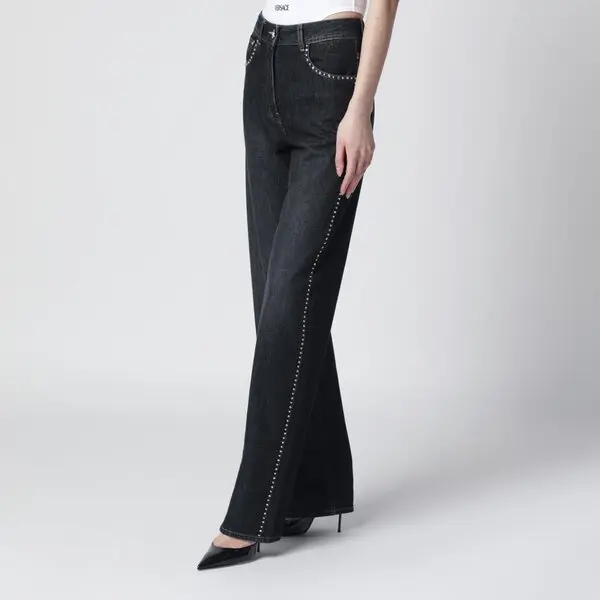 Versace Jeans With Studs And Crystals - Black