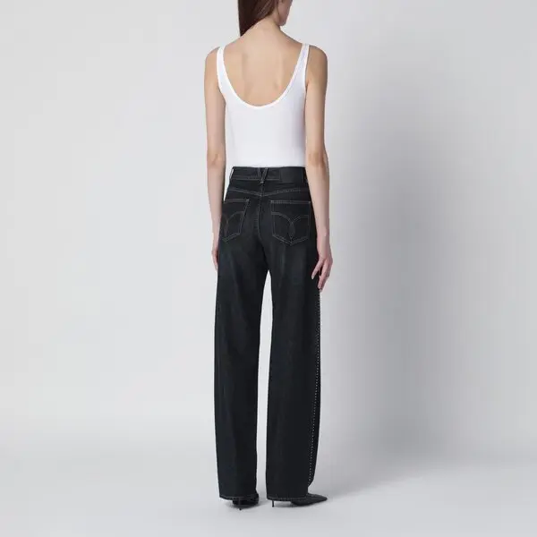 Versace Jeans With Studs And Crystals - Black
