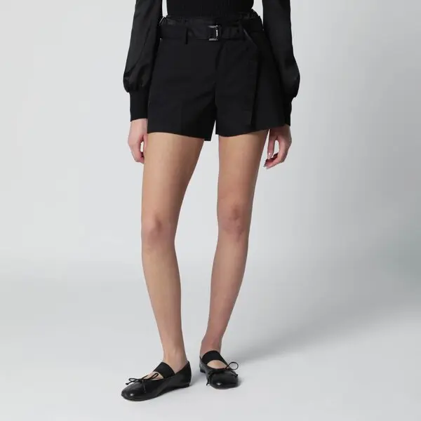 Sacai Wool-blend Belted Shorts