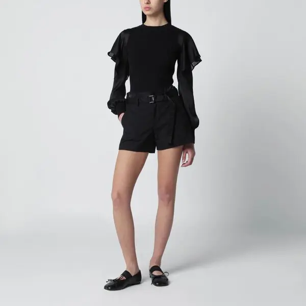 Sacai Wool-blend Belted Shorts