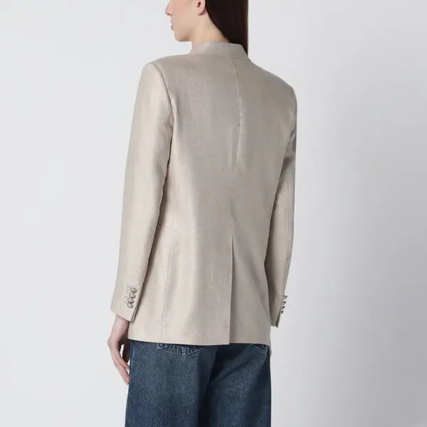 Tagliatore Silk Double-breasted Jacket - Beige