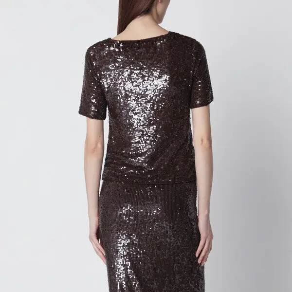 P.a.r.o.s.h Sequin Knit Top - Brown