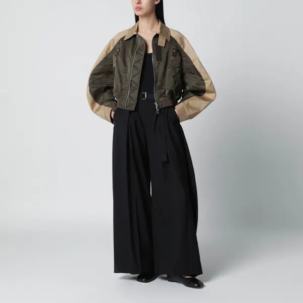 Sacai Wide Leg Wool Blend Trousers