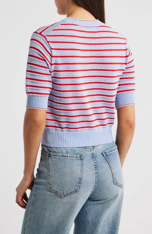 Madewell Textural Stitch Striped Crewneck Sweater
