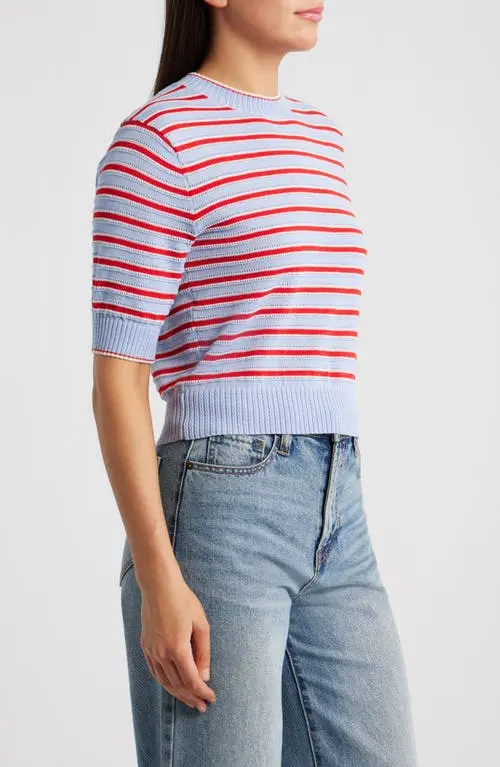 Madewell Textural Stitch Striped Crewneck Sweater