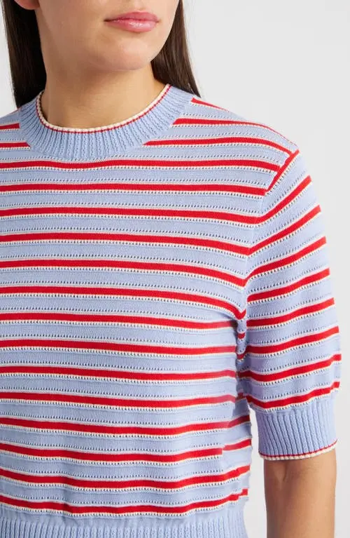 Madewell Textural Stitch Striped Crewneck Sweater