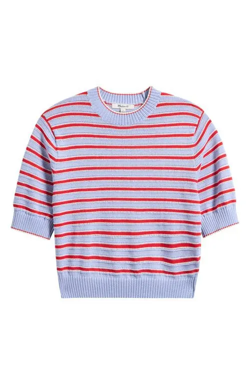Madewell Textural Stitch Striped Crewneck Sweater