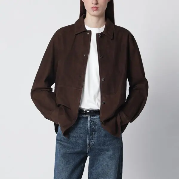 TOTEME Leather Shirt Jacket - Brown