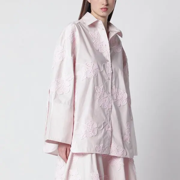 ROTATE BY BIRGER CHRISTENSEN Embroidered Cotton Oversized Shirt - Pink