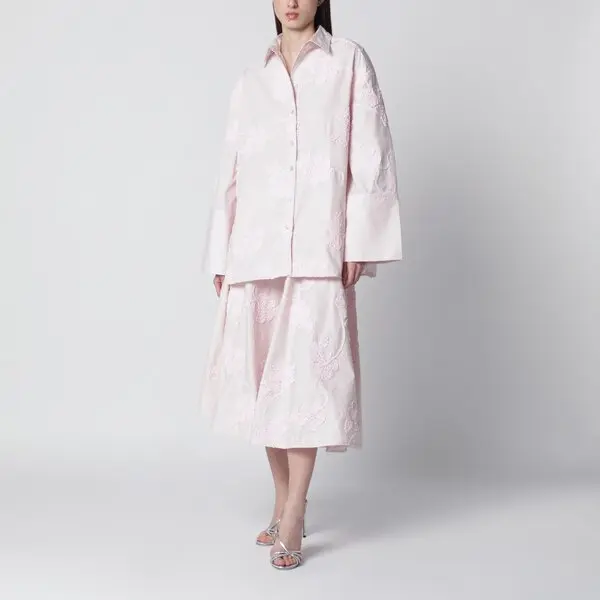 ROTATE BY BIRGER CHRISTENSEN Embroidered Cotton Oversized Shirt - Pink