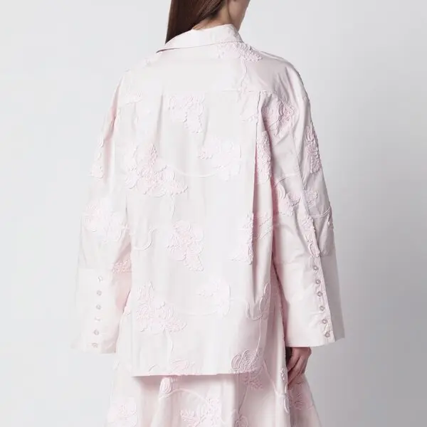 ROTATE BY BIRGER CHRISTENSEN Embroidered Cotton Oversized Shirt - Pink
