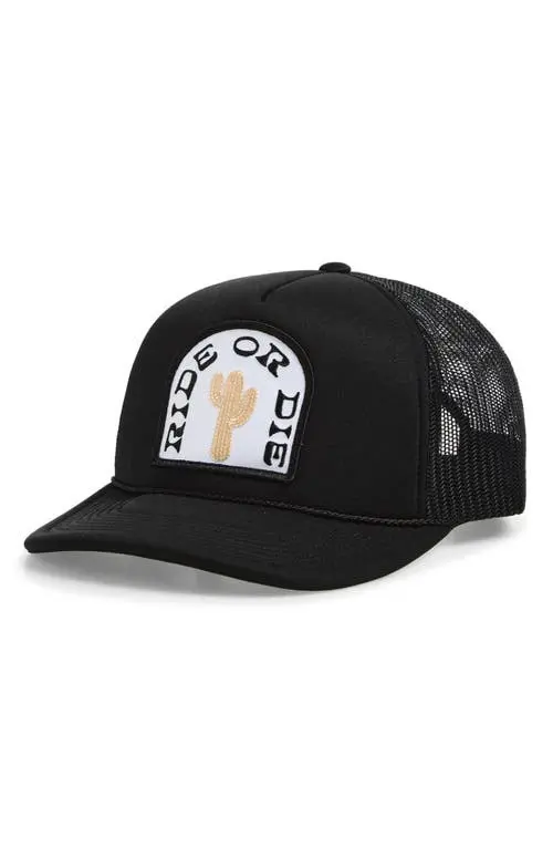 LOCAL BEACH Ride Or Die Patch Trucker Hat - Black