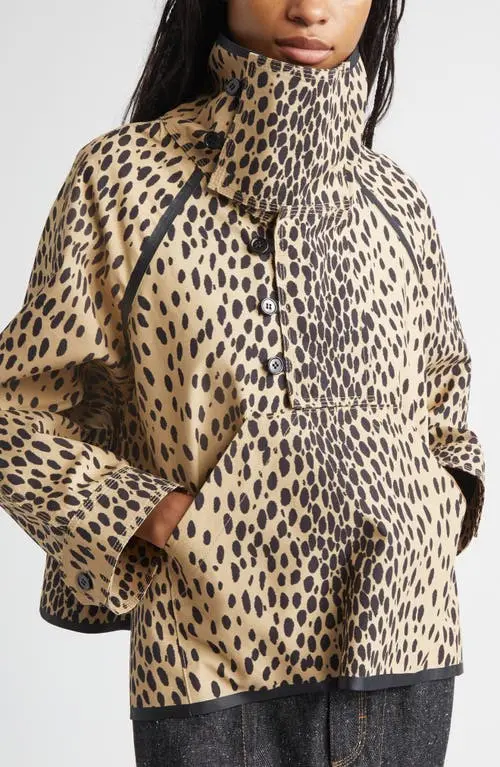 NACKIYE Fisherman Cotton Pullover Jacket - Leopard