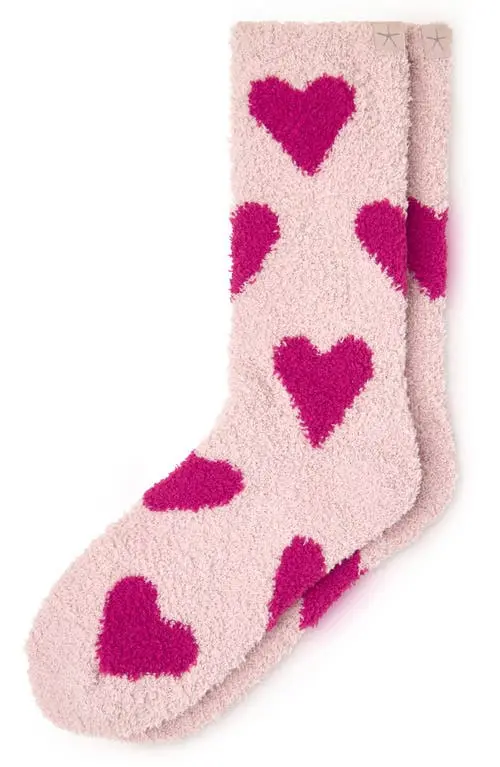 Barefoot Dreams Cozychic Heart Crew Socks - Dusty Rose-cherry