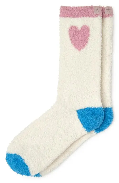 Barefoot Dreams Cozychic® Colorblock Heart Crew Socks - Cream Multi