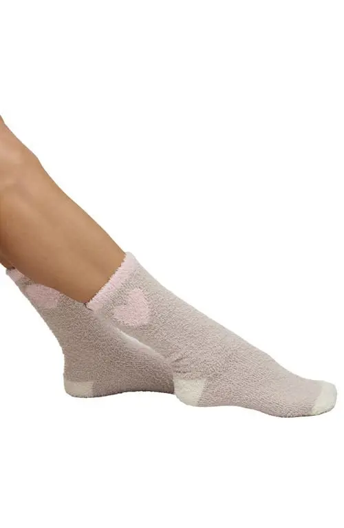 Barefoot Dreams Cozychic® Colorblock Heart Crew Socks - Stone Multi