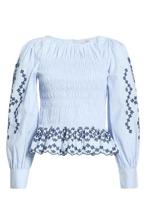 Rails Tabi Embroidered Smocked Cotton Top