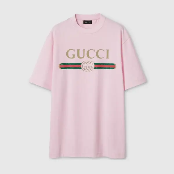 Gucci Cotton Jersey And Silk T-shirt With Print - Pink