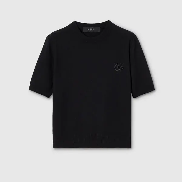 Gucci Knit Wool Top With Double G Embroidery