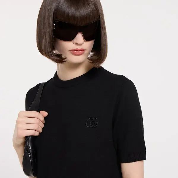 Gucci Knit Wool Top With Double G Embroidery