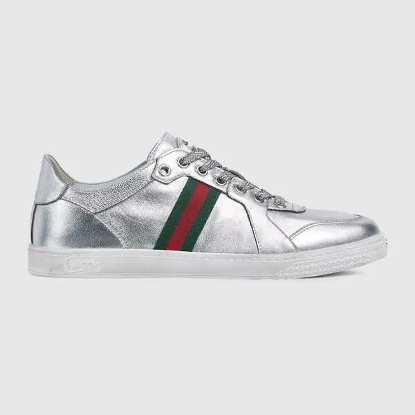 Gucci Stretch Low-top Leather Sneaker - Silver