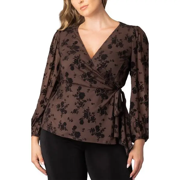 KIYONNA Alissa Print Wrap Top