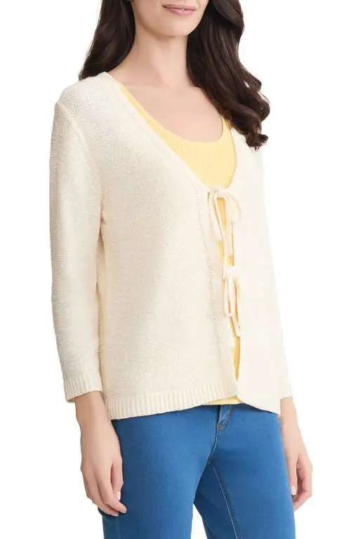 Jones New York Tie-front Cardigan - White Sand
