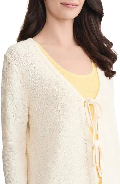 Jones New York Tie-front Cardigan - White Sand