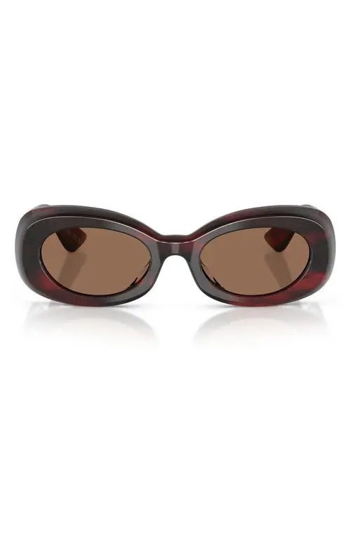 Oliver Spencer X Khaite Oval Sunglasses - Bordeaux Bark/brown