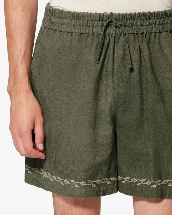 Isabel Marant Zilan Embroidered Cotton Gauze Shorts - Light Khaki