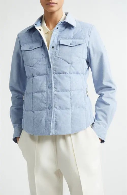 Moncler Nangy Quilted Down Shirt Jacket - Light Blue