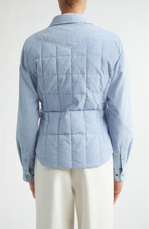 Moncler Nangy Quilted Down Shirt Jacket - Light Blue