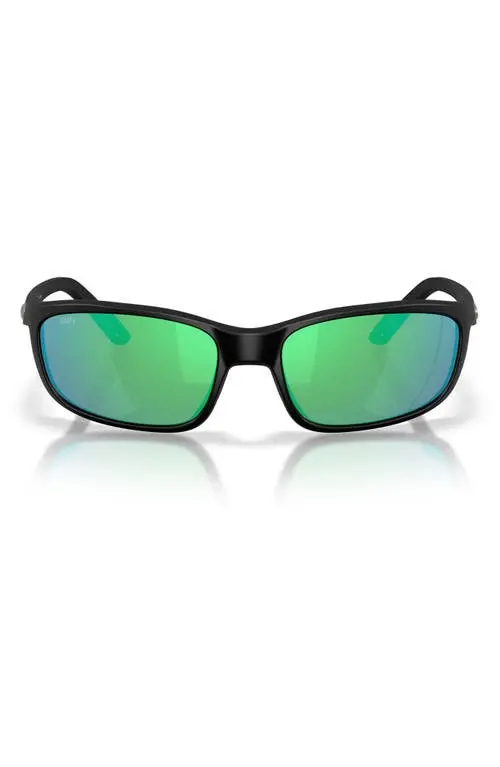 COSTA DEL MAR Brine Ii 59mm Polarized Rectangular Sunglasses - Black/green Mirror 580g