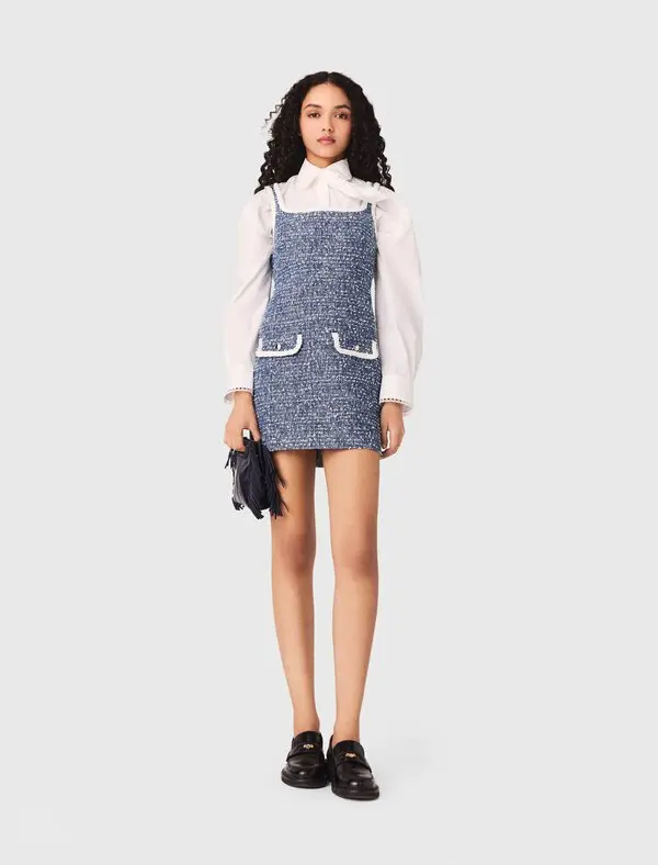 Maje Short Tweed Dress - Blue