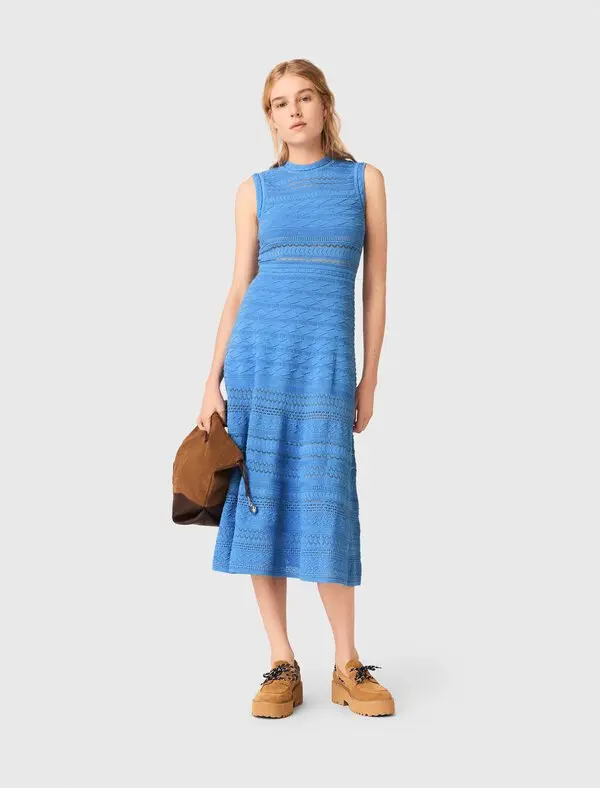 Maje Pointelle Knit Maxi Dress
