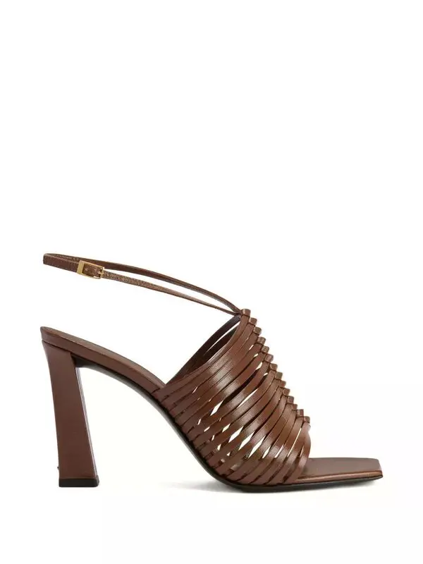 GIUSEPPE ZANOTTI Jane Braided Square-toe Heeled Sandals - Brown