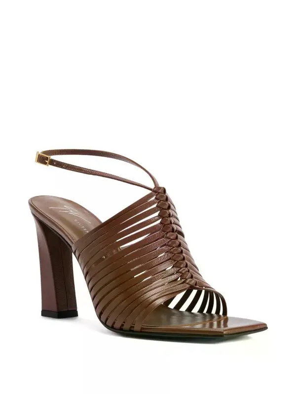 GIUSEPPE ZANOTTI Jane Braided Square-toe Heeled Sandals - Brown