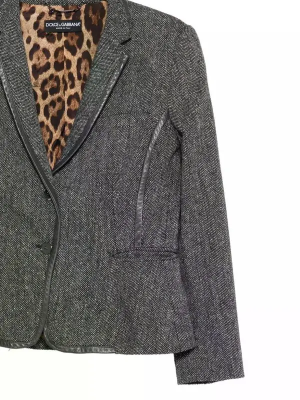 Dolce & Gabbana Lambskin Trimmed Herringbone Jacket