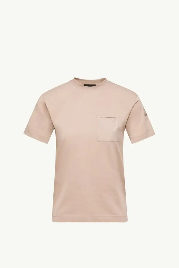 Moncler Cotton Jersey T-shirt With Pleated Pocket - Beige